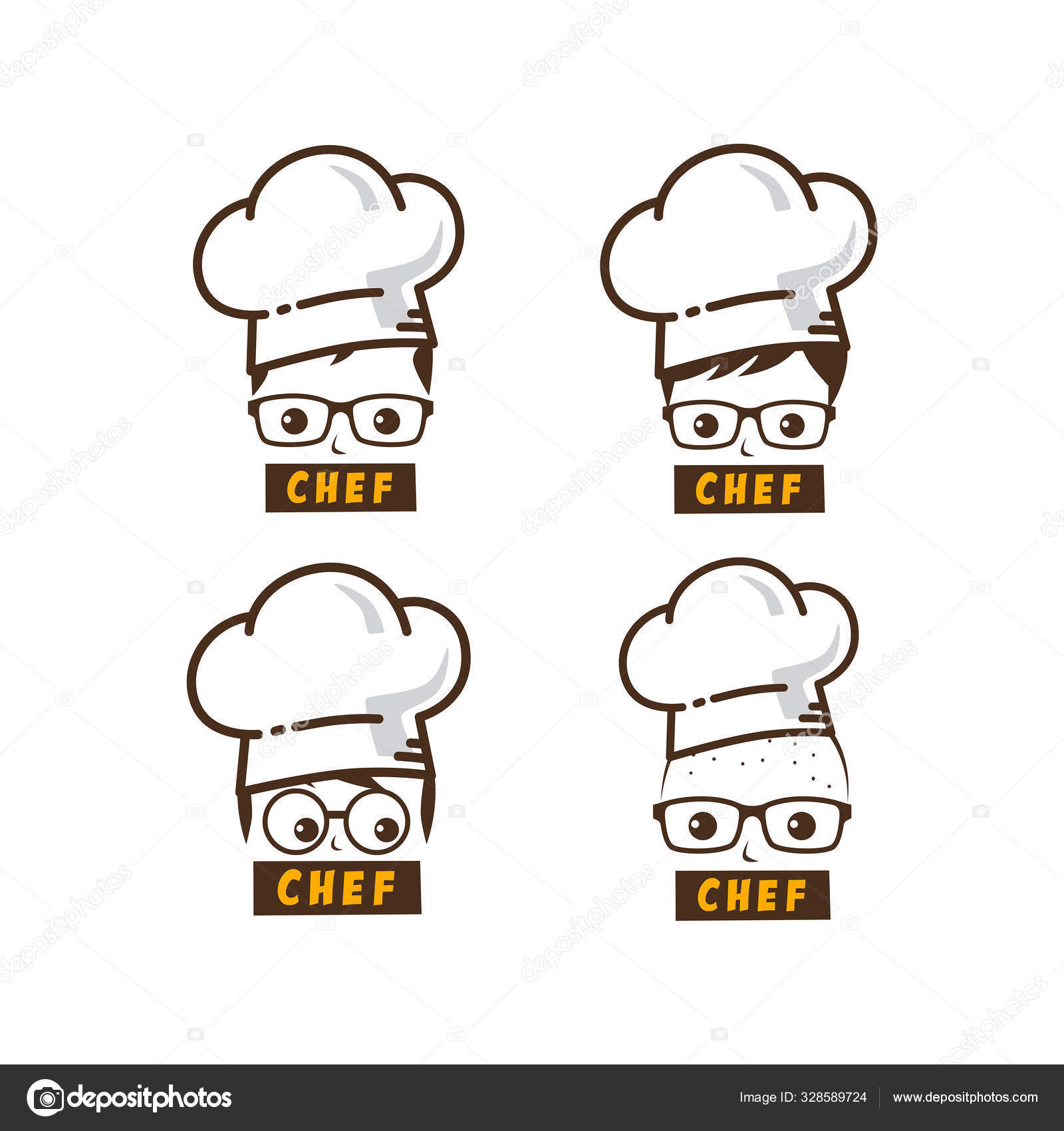 Set Chef Icons White Background Stock Vector by ©vectorfirst 328589724