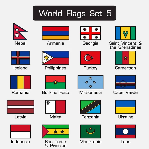 World flags set 1 . simple style and flat design . thick outline ...