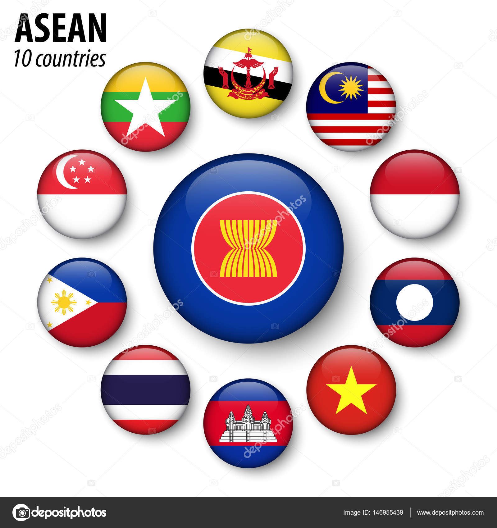 Asean Associação Das Nações Do Sudeste Asiático E Adesão Imagem
