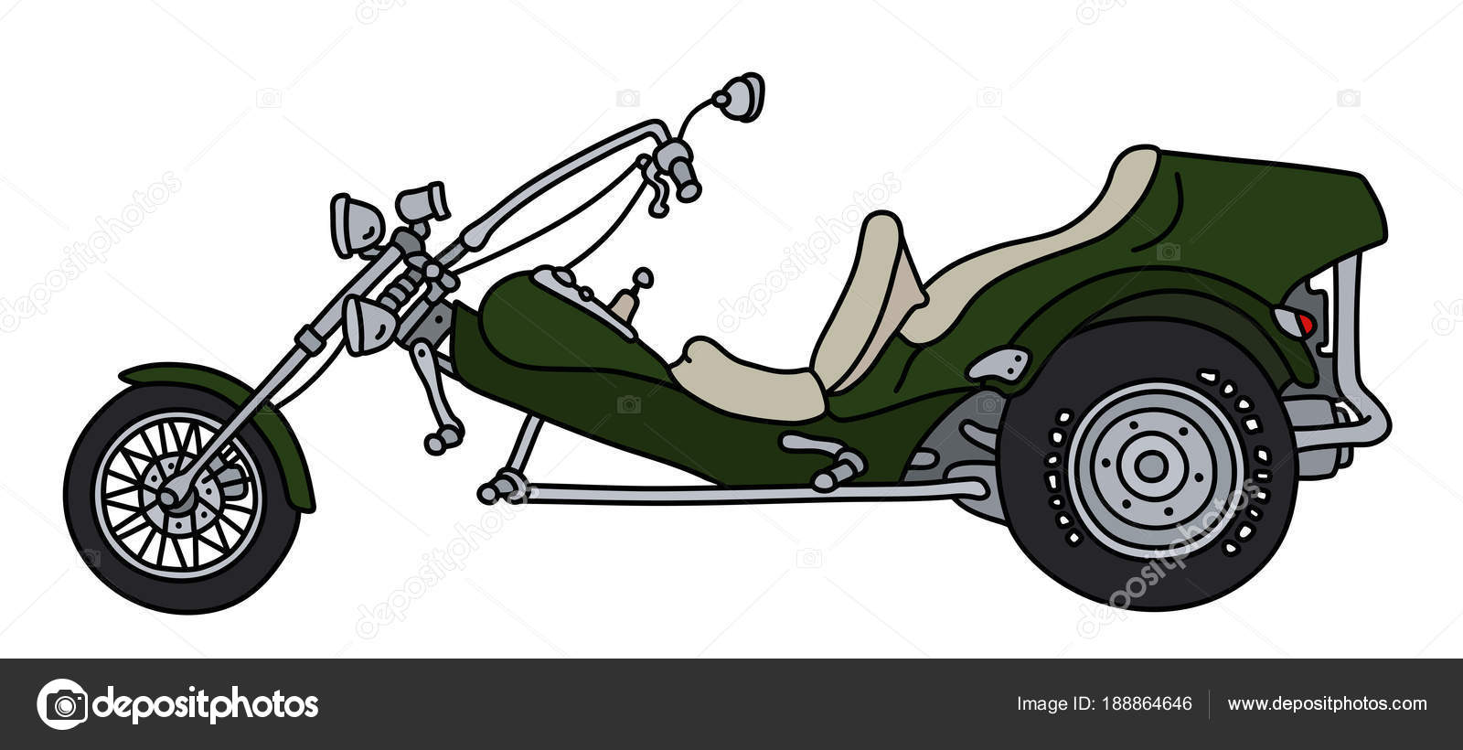 Green Heavy Motor Tricycle — Stock Vector © 2v #188864646