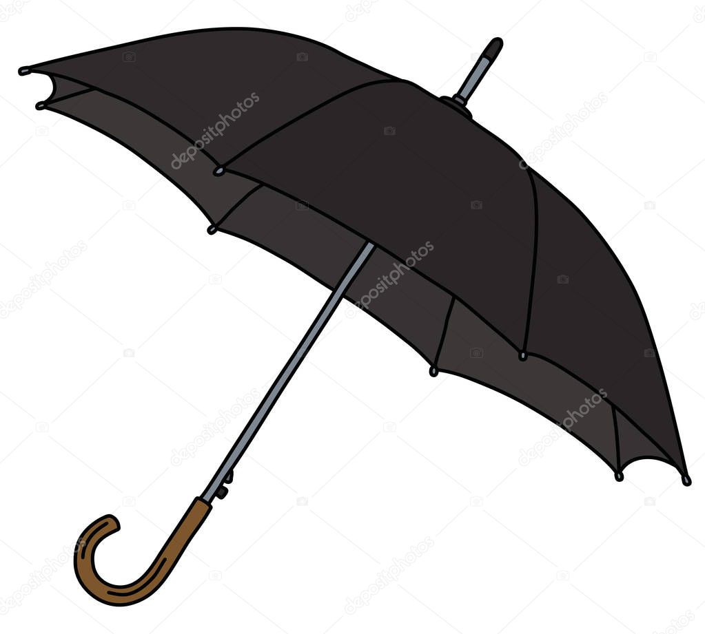 El dibujo vectorizado a mano de un paraguas negro clásico 2024