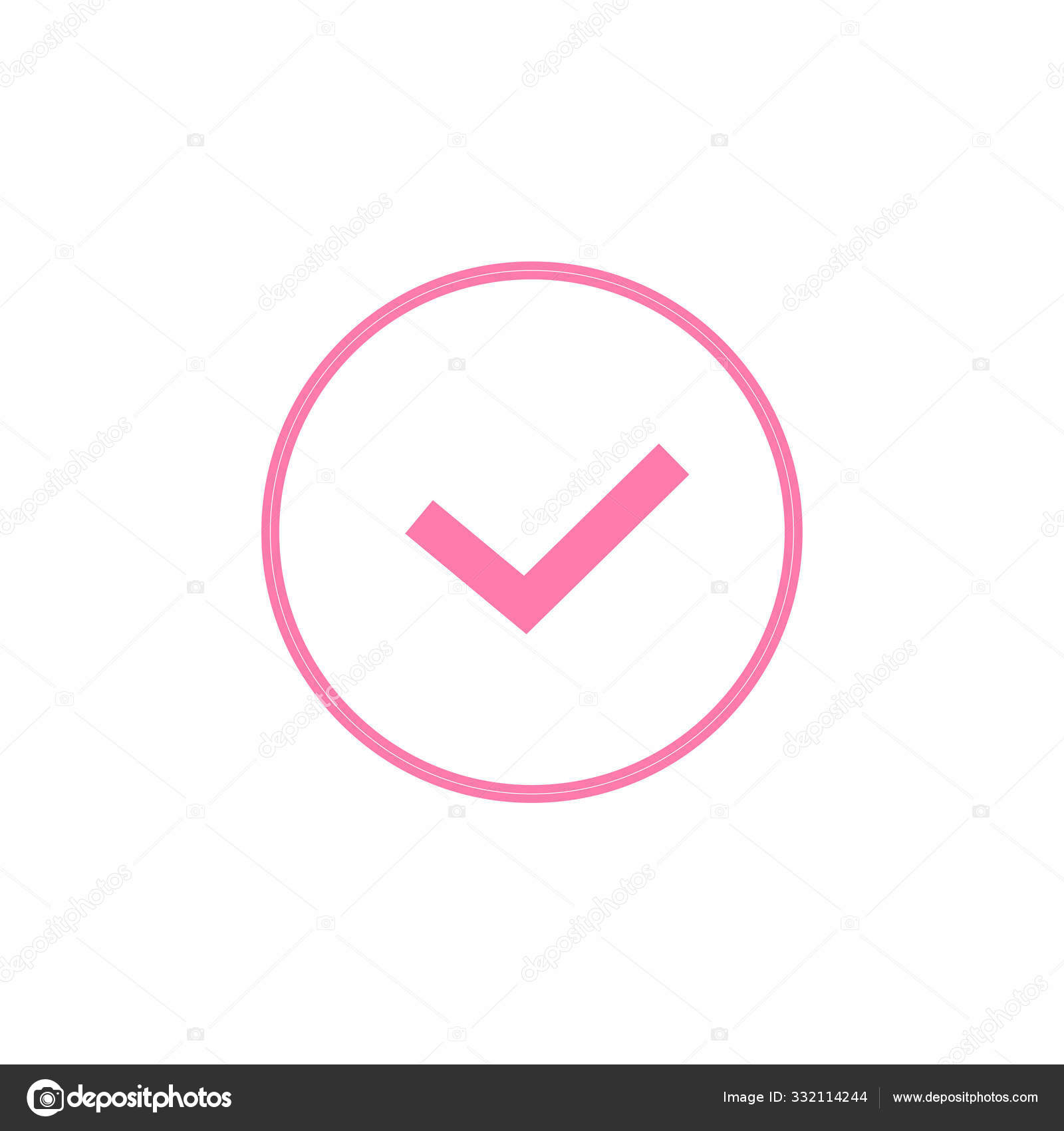 Pink Check Mark Tick Flat Vector Icon Isolated White Background Stock ...