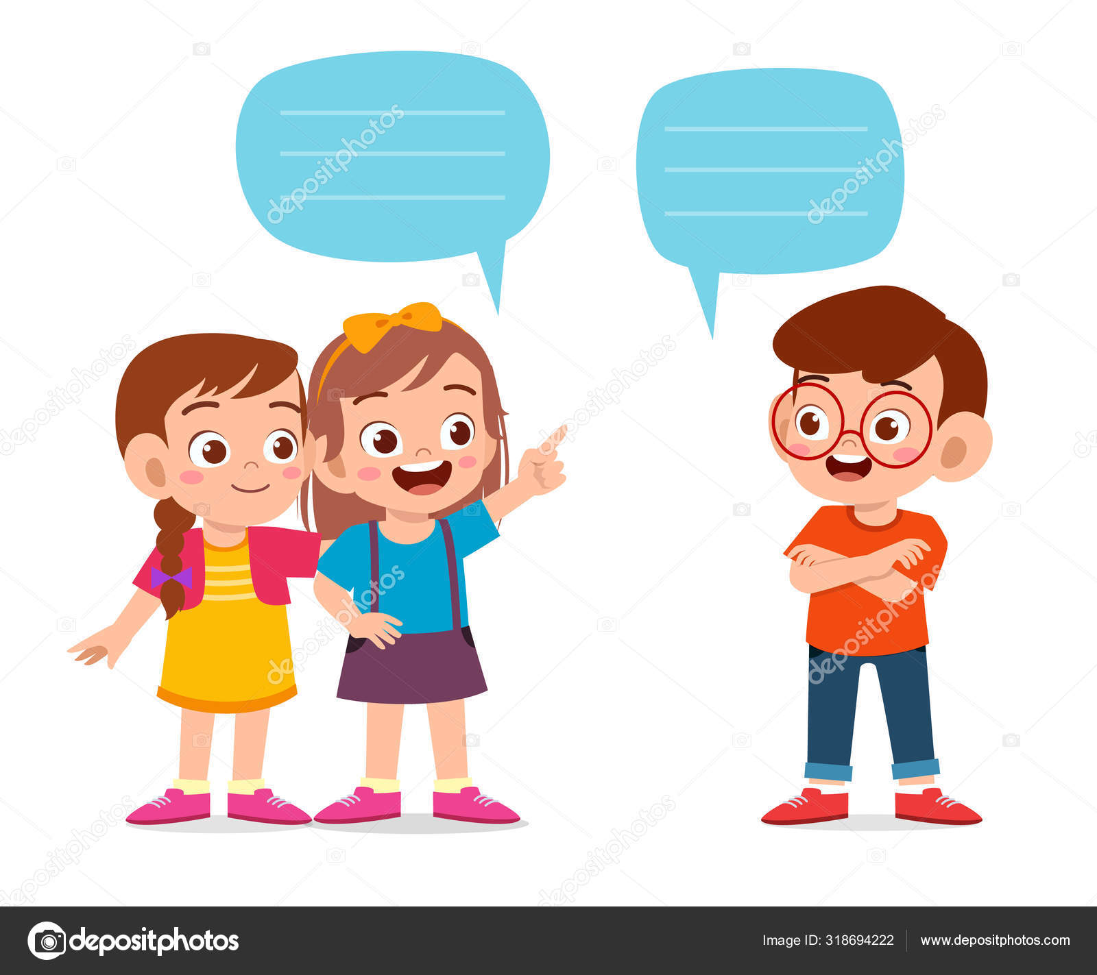 Happy cute kid boy and girl dialog Stock Vector Image by ...