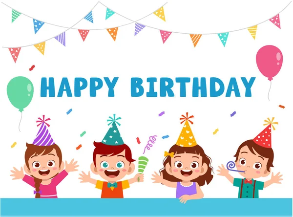 Kids birthday party card vector illustration Stock Illustration by ...