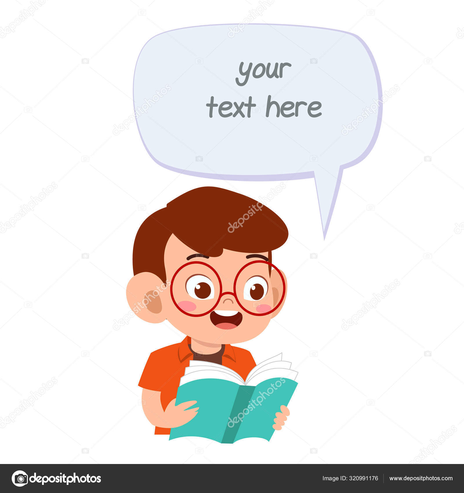Happy cute kid boy balloon message with book Stock Vector Image by ...