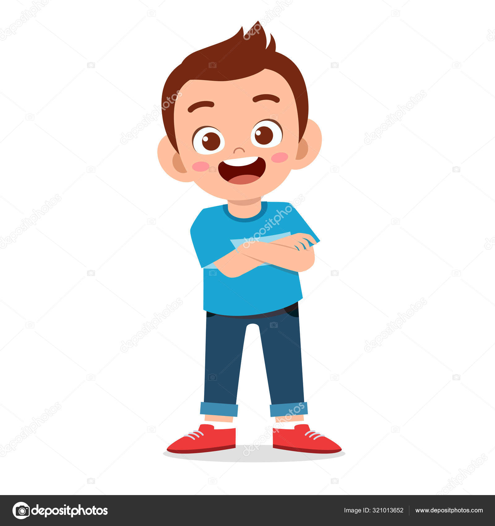 Happy cute smile kid boy crossed arms Stock Vector Image by ...