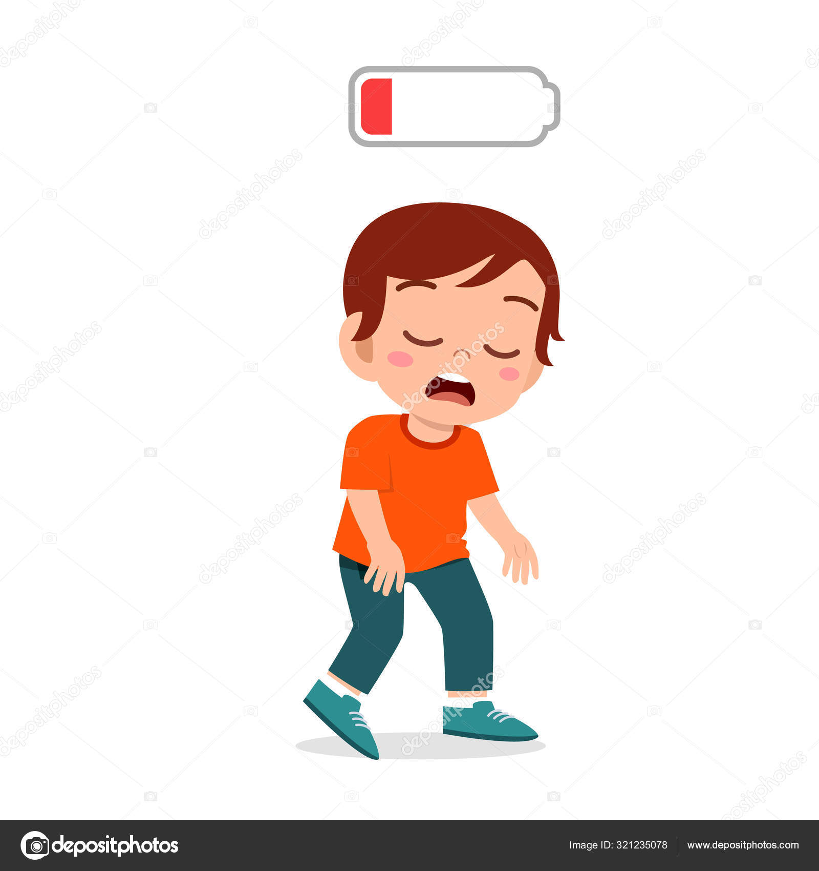 Happy cute kid boy tired low energy Stock Vector Image by ...