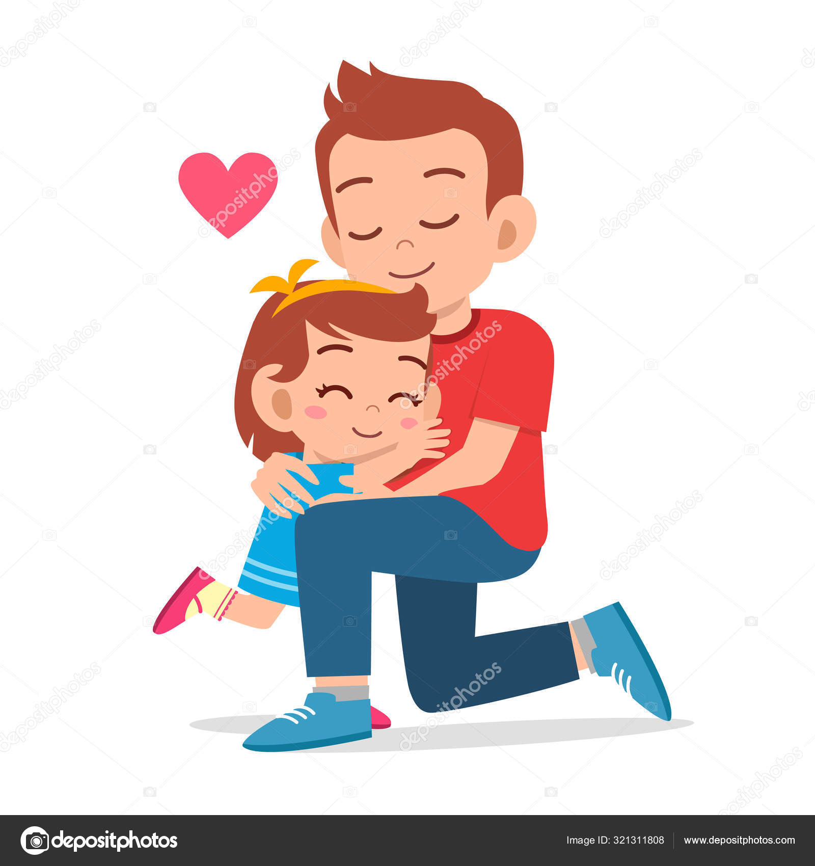 Heureux mignon enfant fille câlin papa amour Vecteur par ...