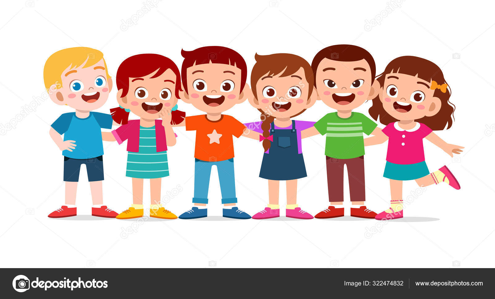 Happy cute kids boy and girl hug together Stock Vector by ...