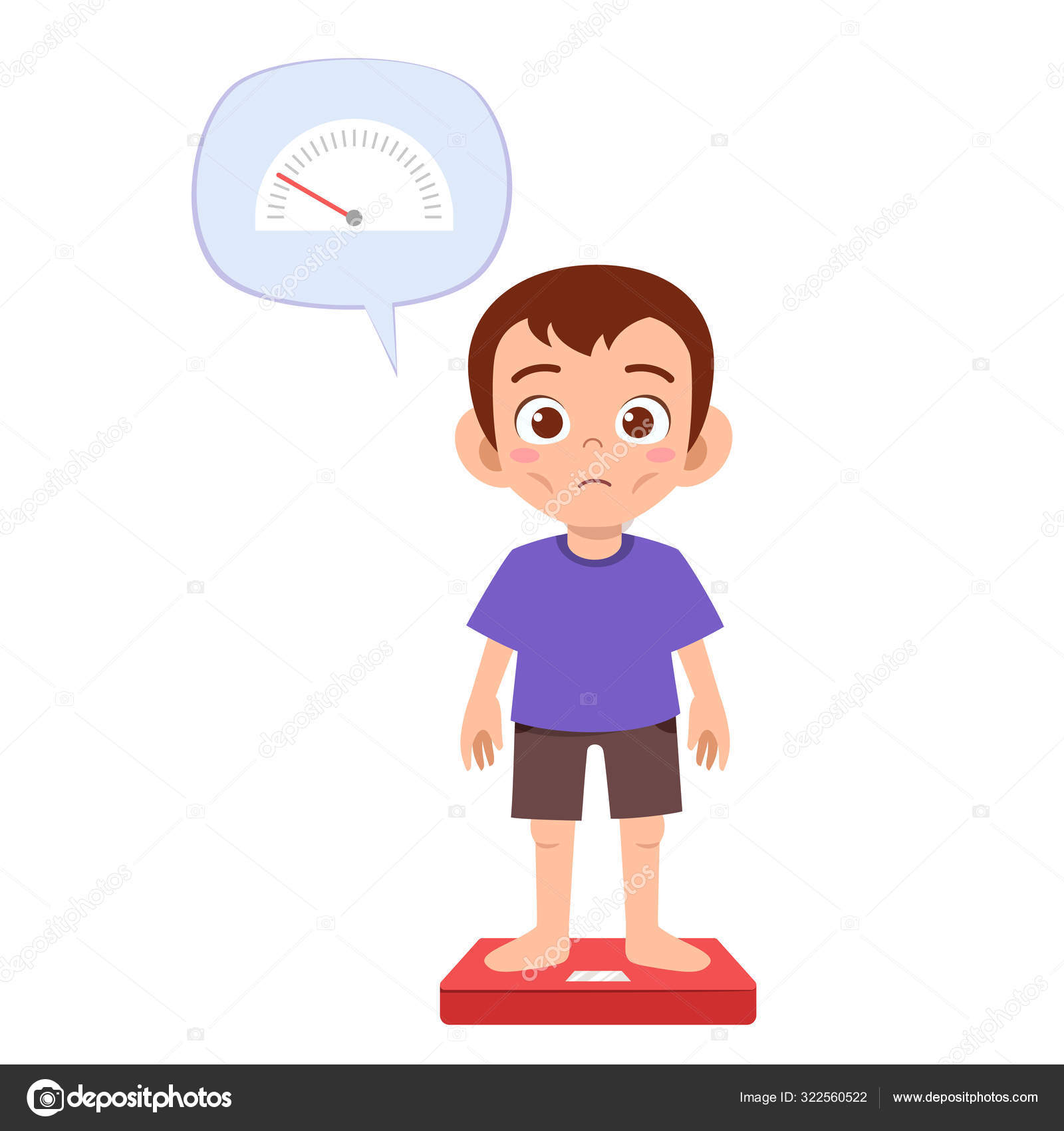 Skinny sad kid boy use weight scale ⬇ Vector Image by © colorfuelstudio ...
