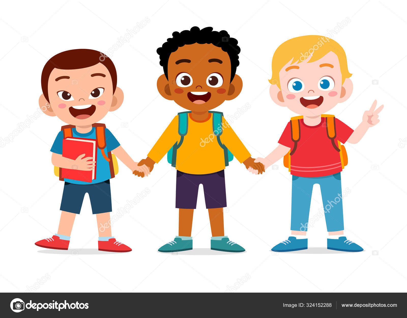 Happy cute kids boys ready to go to school Stock Vector Image by ...