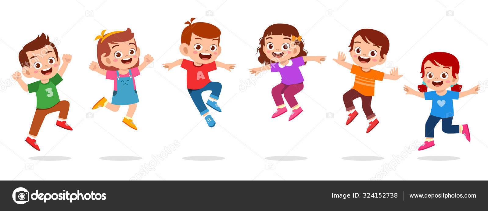 Happy cute kids boy and girl jump Stock Vector by ©colorfuelstudio ...