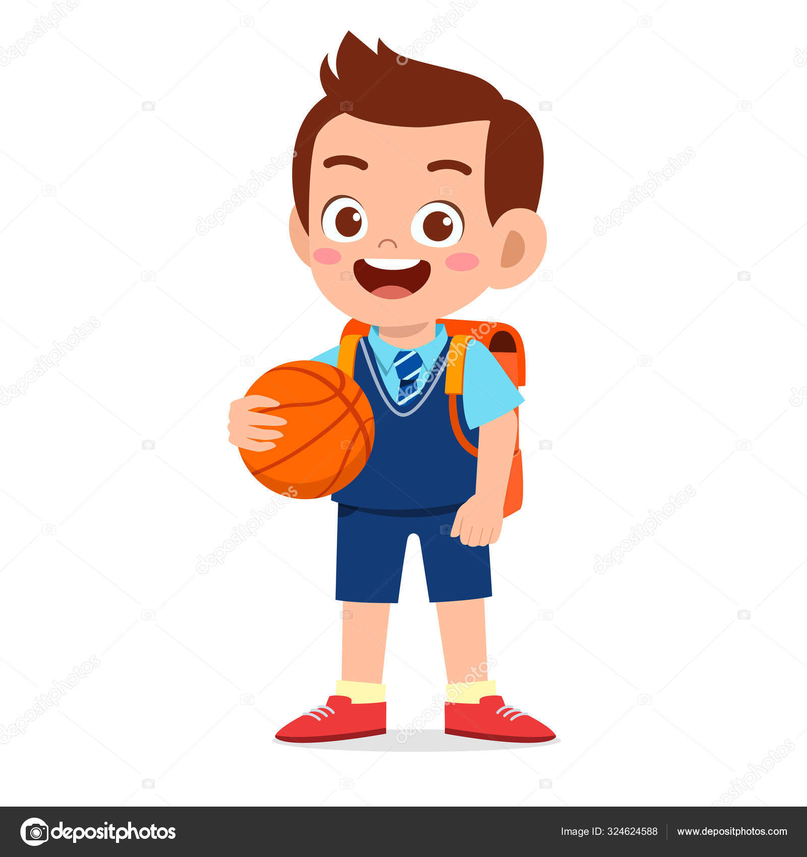 Happy cute kid boy ready to go to school Stock Vector by ...
