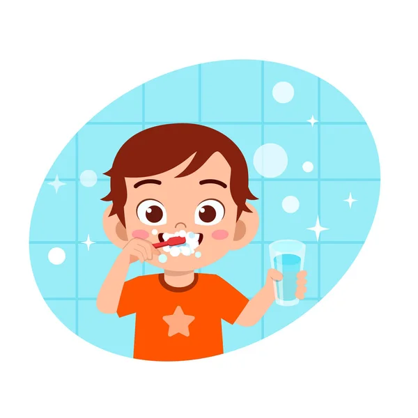 Happy cute kid boy and girl brush clean teeth Stock Vector Image by ...