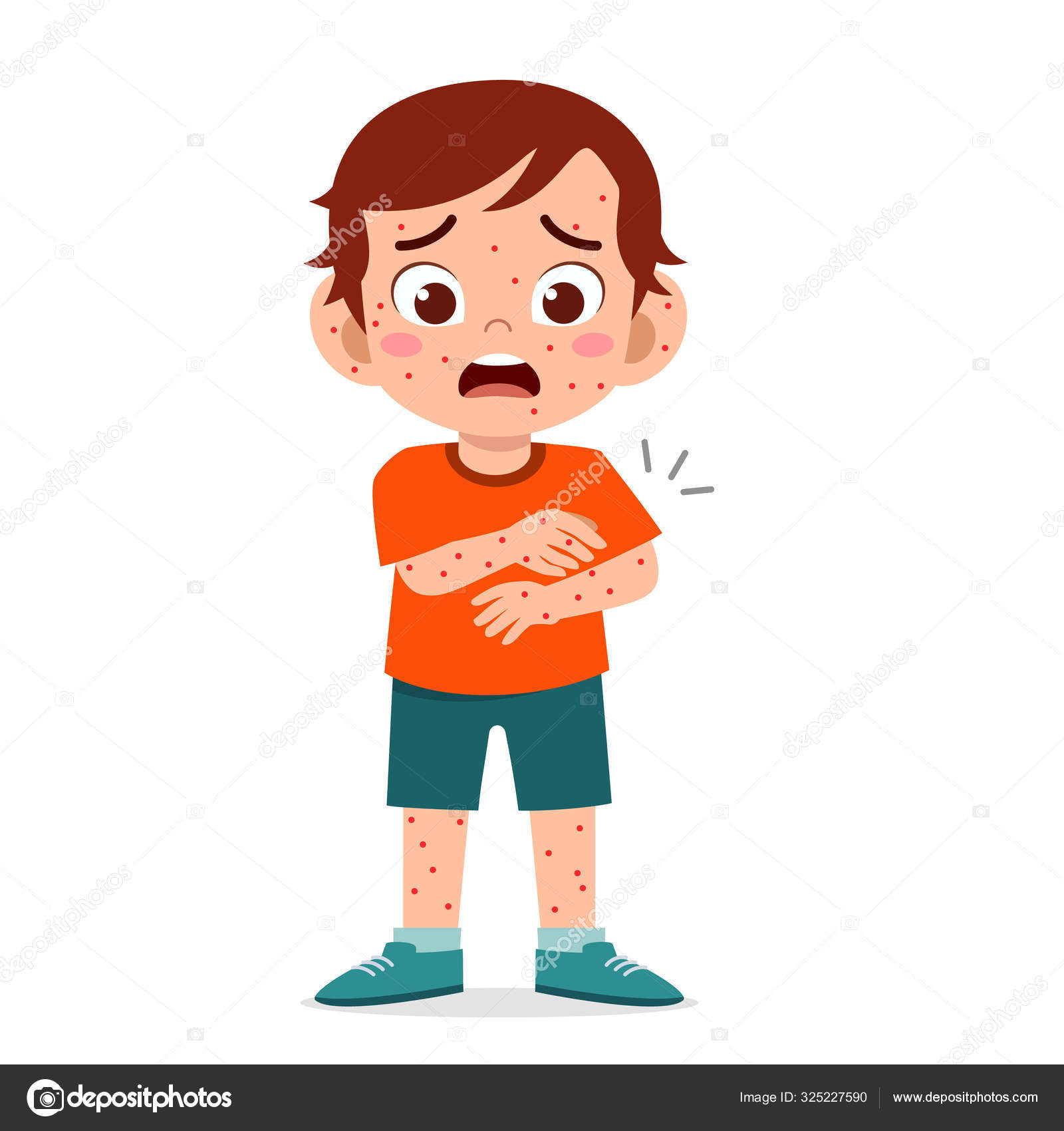 Triste lindo chico obtener sarampión enfermo Vector de stock por ...