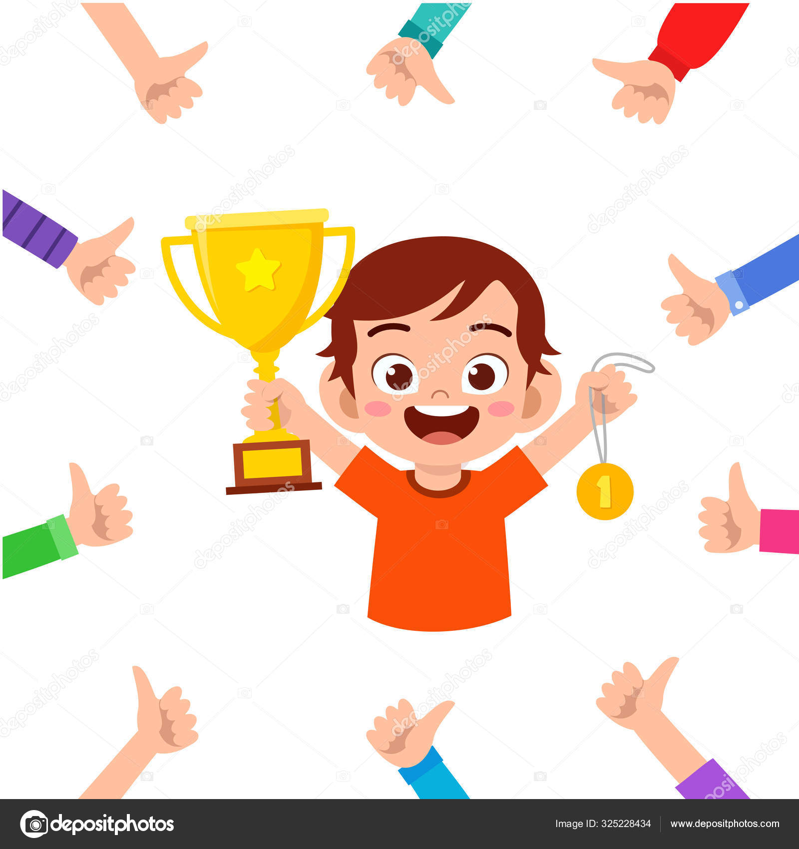 Feliz lindo chico obtener pulgar hacia arriba Vector de stock por ...