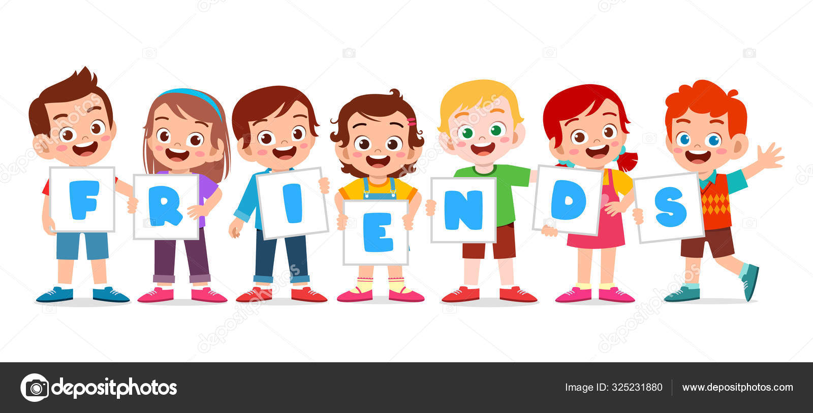 Happy cute kids boy and girl friends together Stock Vector by ...