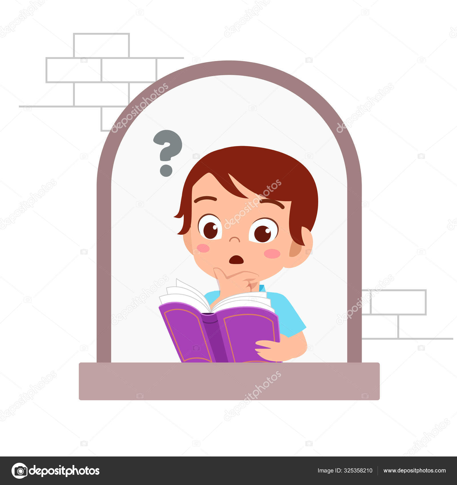 Happy cute kid boy expression on window Stock Vector Image by ...