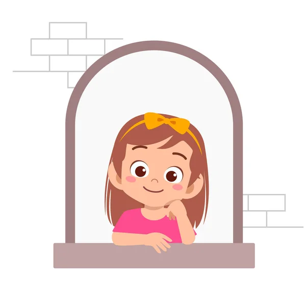 Happy cute little kid girl sleep in bed room Stock Vector Image by ...