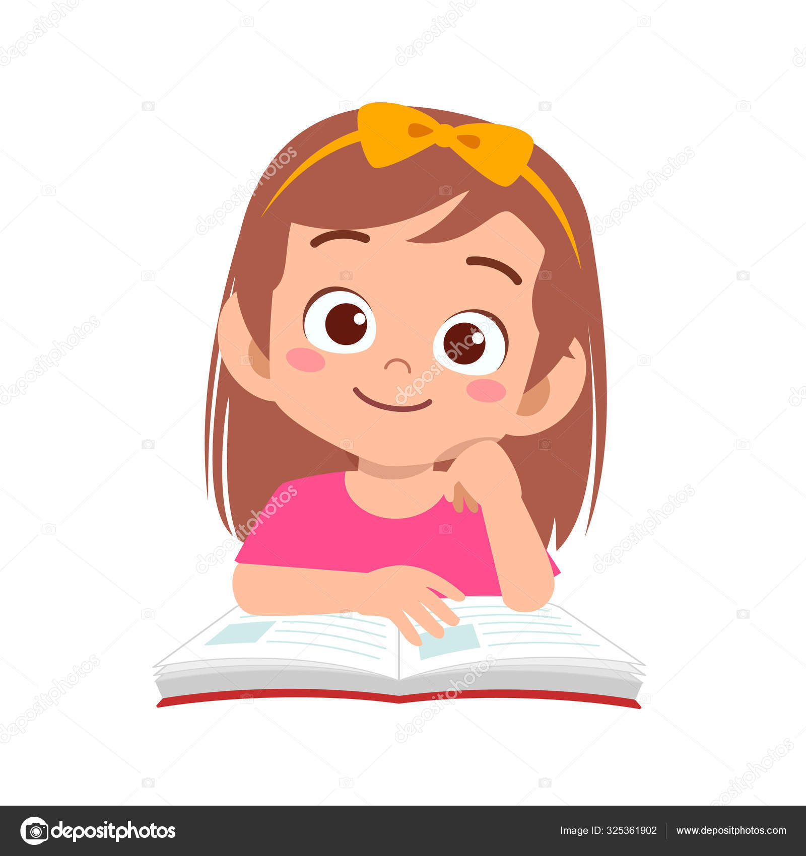 Happy cute kid girl study with smile Stock Vector by ©colorfuelstudio ...