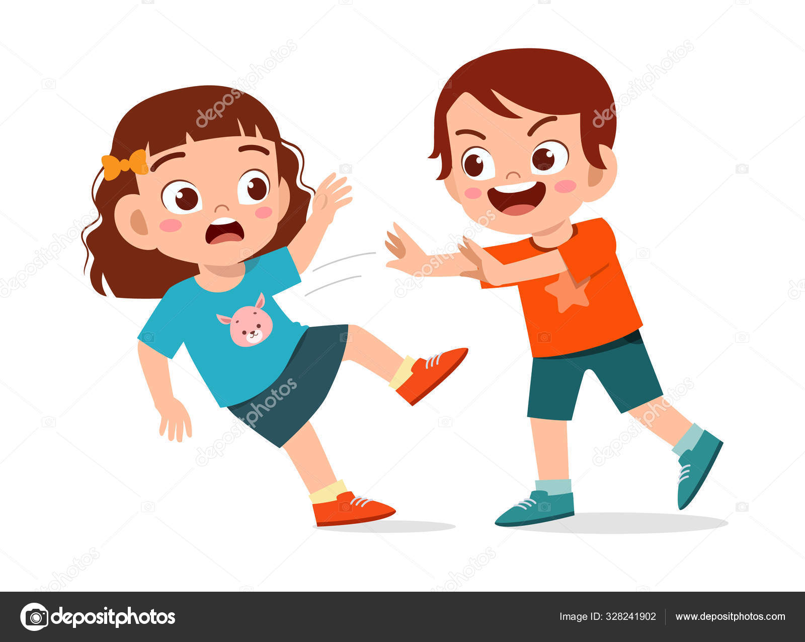 Anak manis yang sedih mendapatkan diganggu oleh teman — Stok Vektor ...