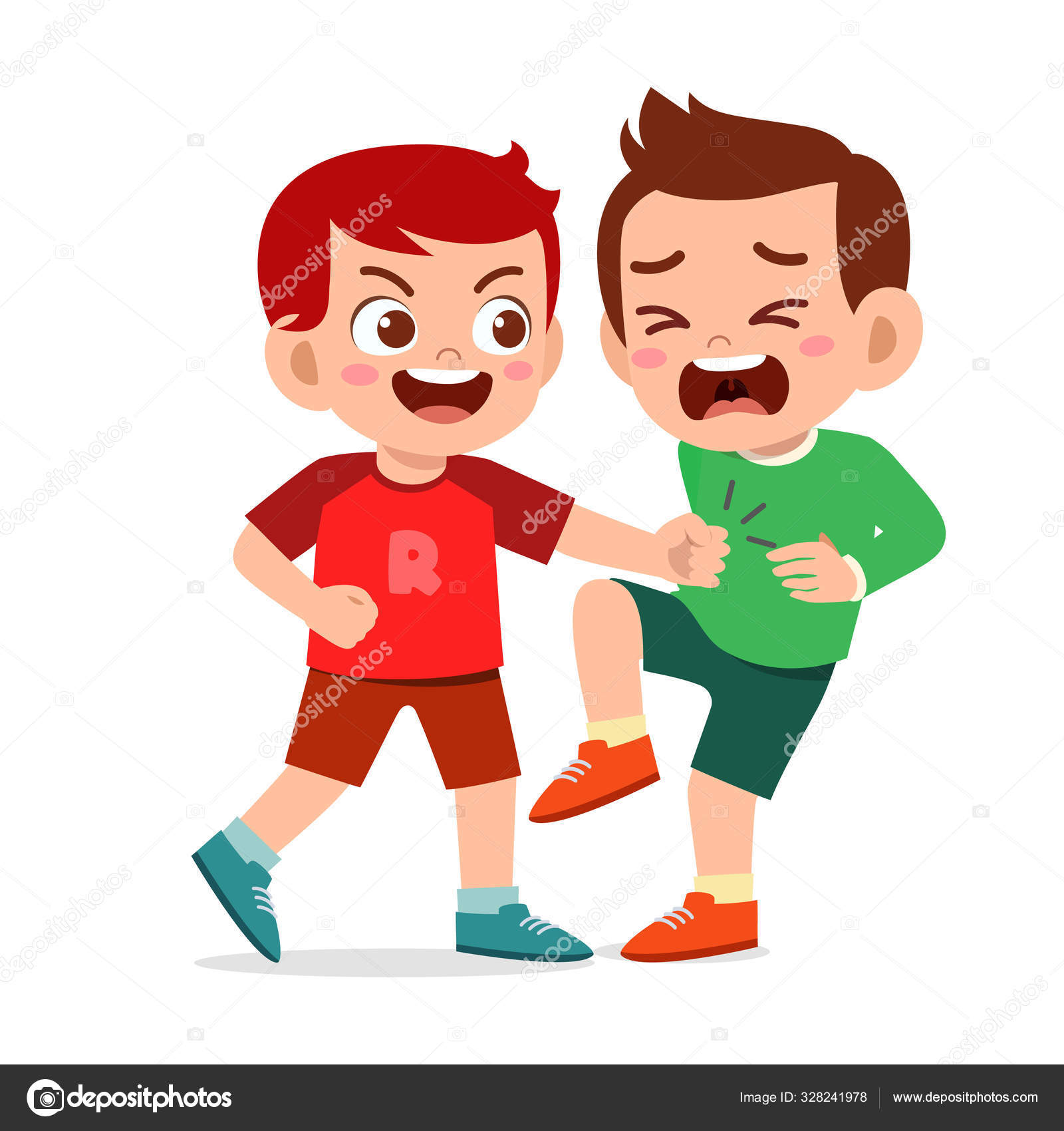 Sad cute kid get bullied by friend Stock Vector Image by ...