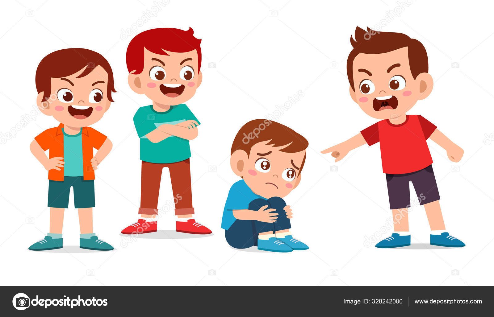 Triste lindo niño obtener intimidado por amigo Vector de stock por ...