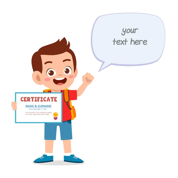 Happy cute kid boy holding ball with balloon message — Stock Vector ...