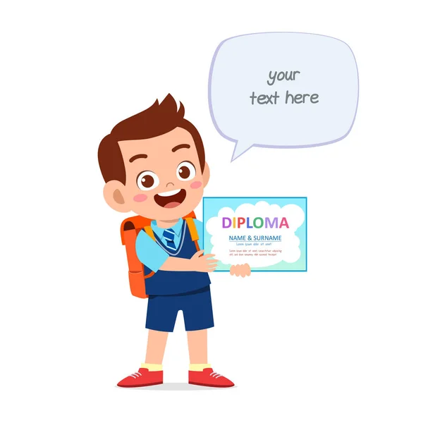 Happy cute kid boy holding ball with balloon message — Stock Vector ...