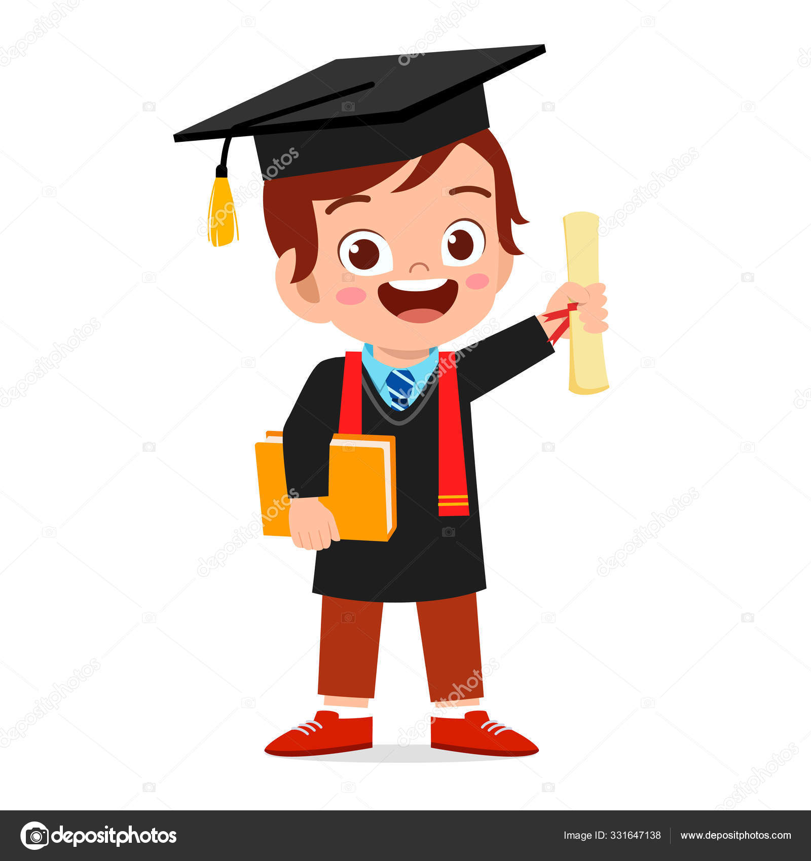 Happy cute little kid boy graduate from school Stock Vector by ...