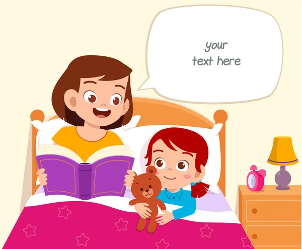 Happy cute little girl sleep in bed room Stock Vector Image by ...