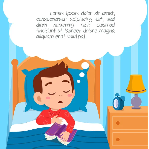 Happy cute little boy sleep in bed room ⬇ Vector Image by ...