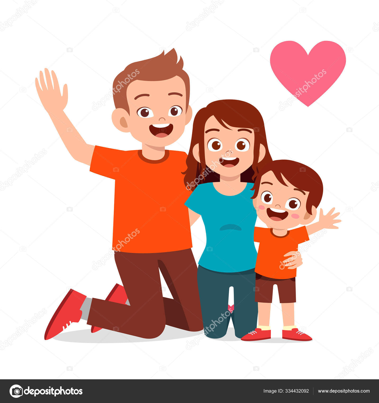 Menino bonito feliz e menina com mãe e pai imagem vetorial de ...