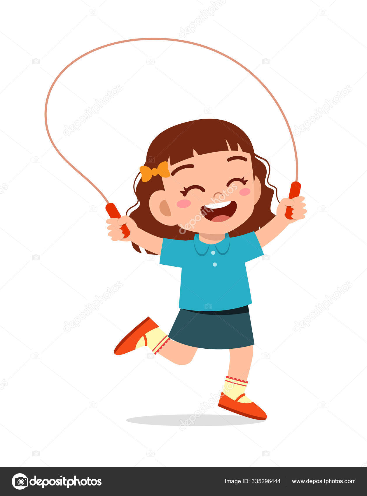 Happy cute kid girl play jump rope Stock Vector by ©colorfuelstudio ...