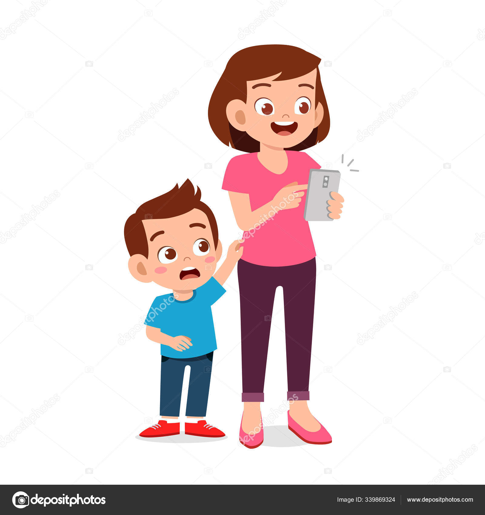 Image vectorielle Triste petit garçon ignoré par le parent par ...