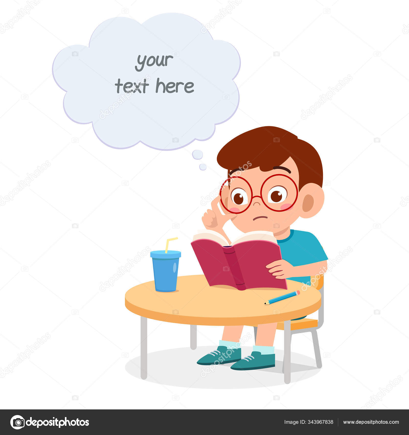 Cartoon Kids Taking A Test