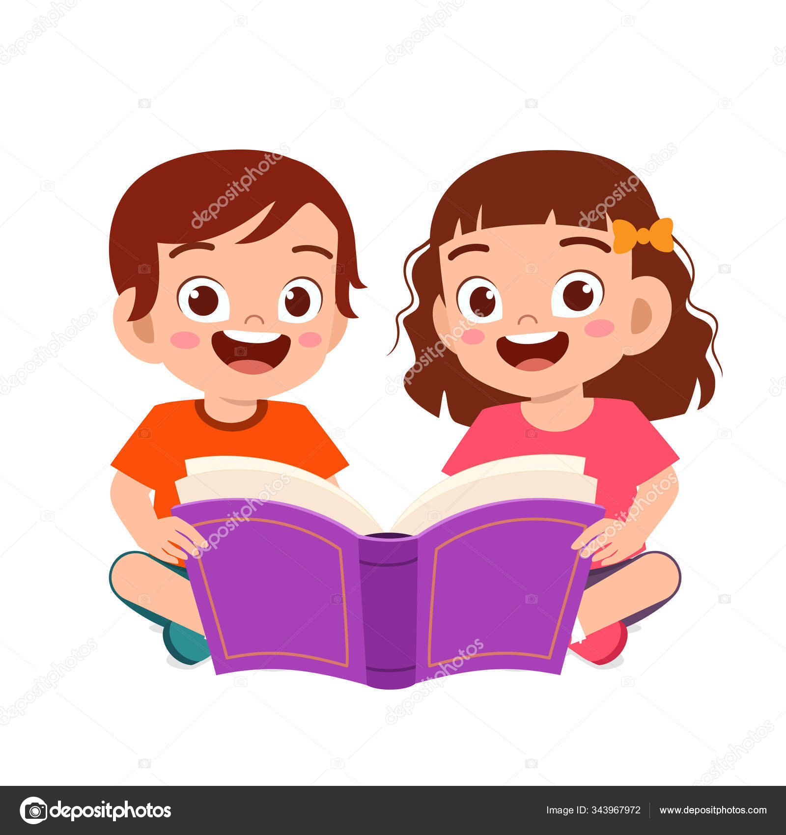 Barn Som Leser Bøker Sammen