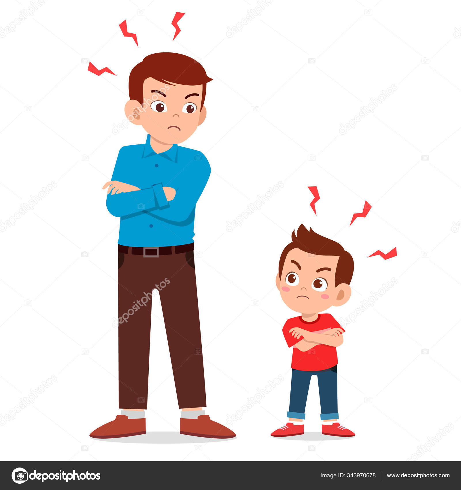 Petit garçon se mettre en colère contre papa image vectorielle par ...