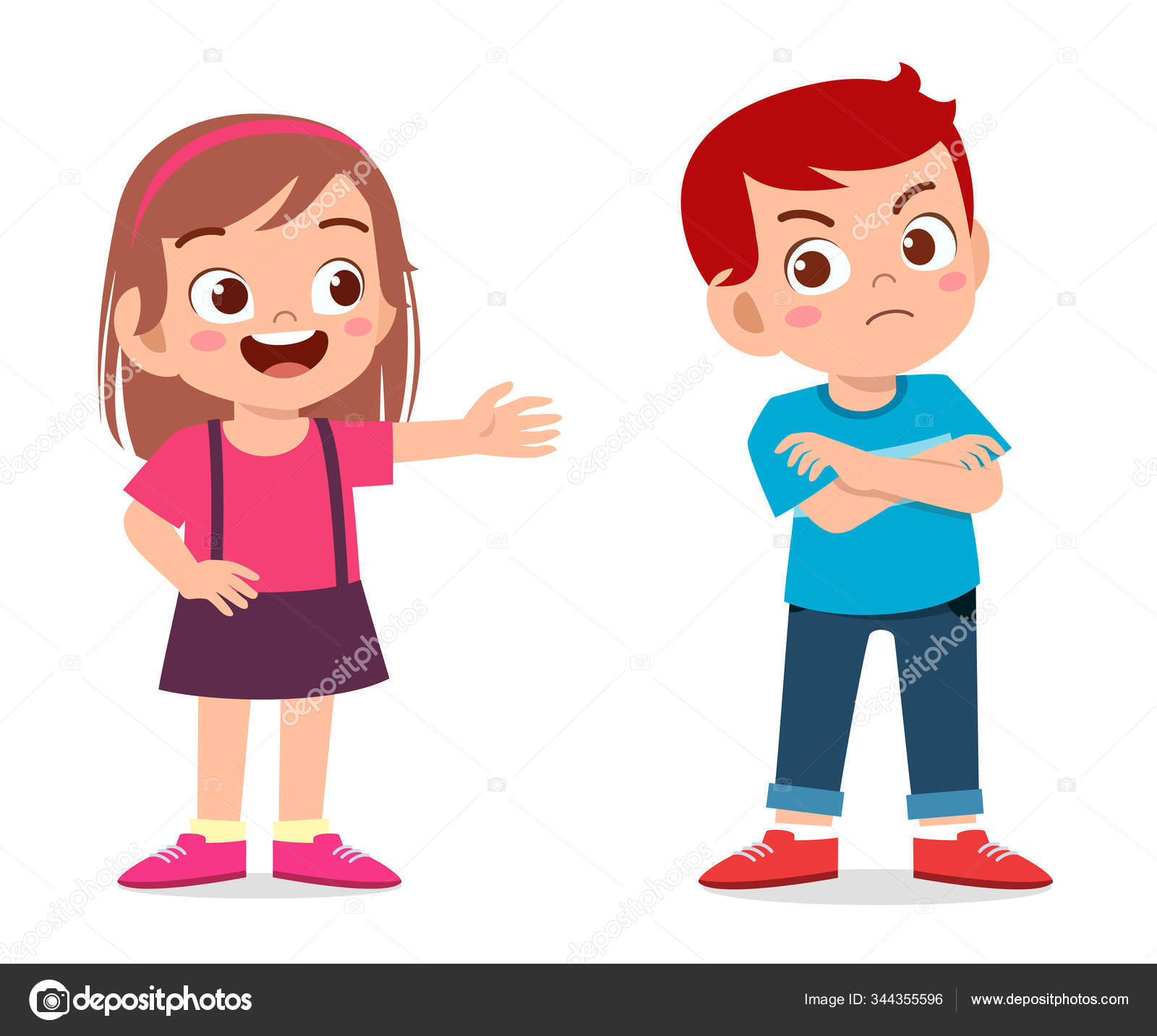 Lindo niño pequeño niño enojado a su amigo Vector de stock por ...