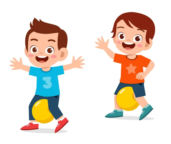 Happy cute kid boy and girl play jump rope Stock Vector Image by ...