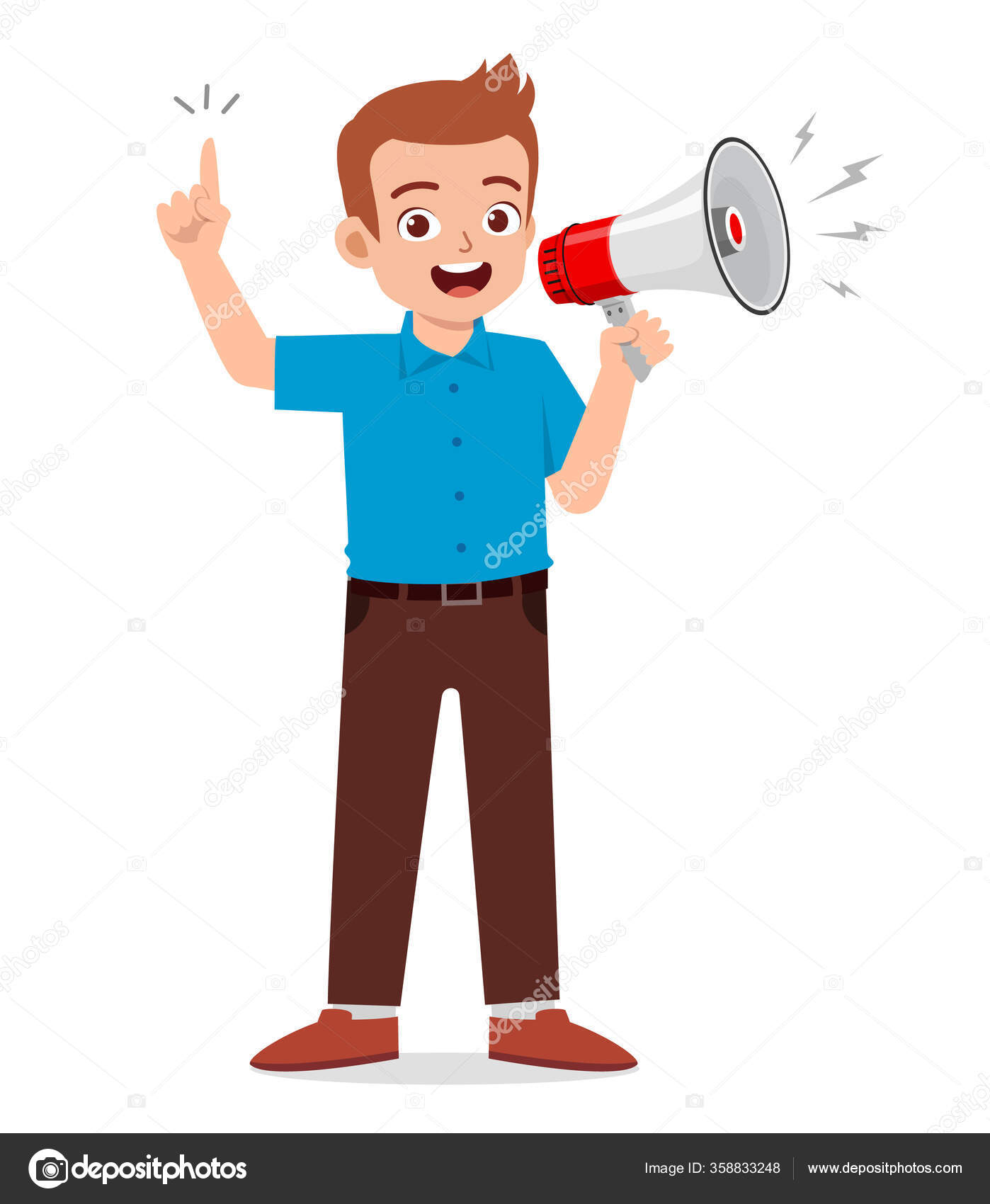 Happy Good Looking Man Holding Megaphone Stock Vector by ...