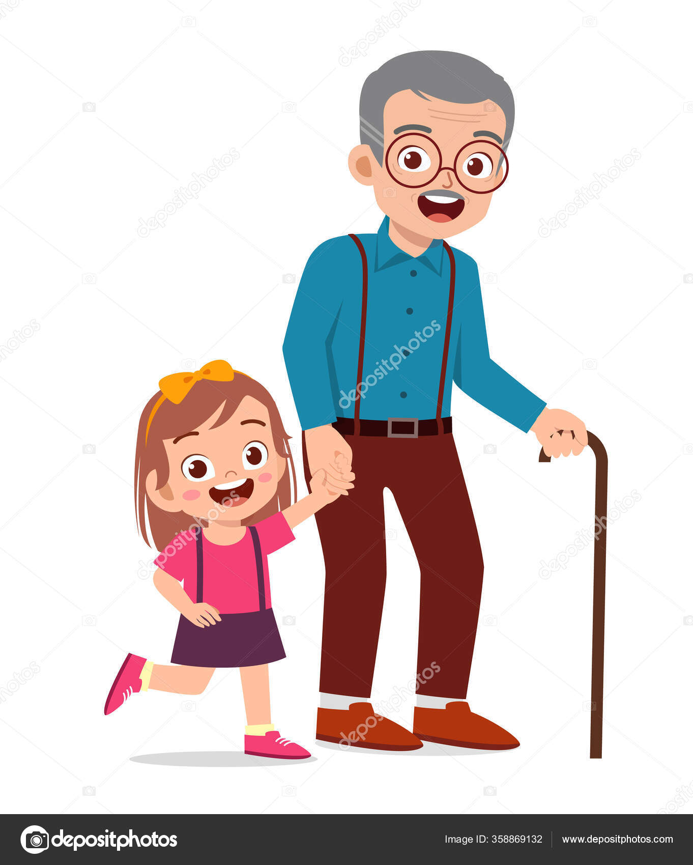 Feliz Hombre Viejo Lindo Con Familia Juntos vector, gráfico vectorial ...