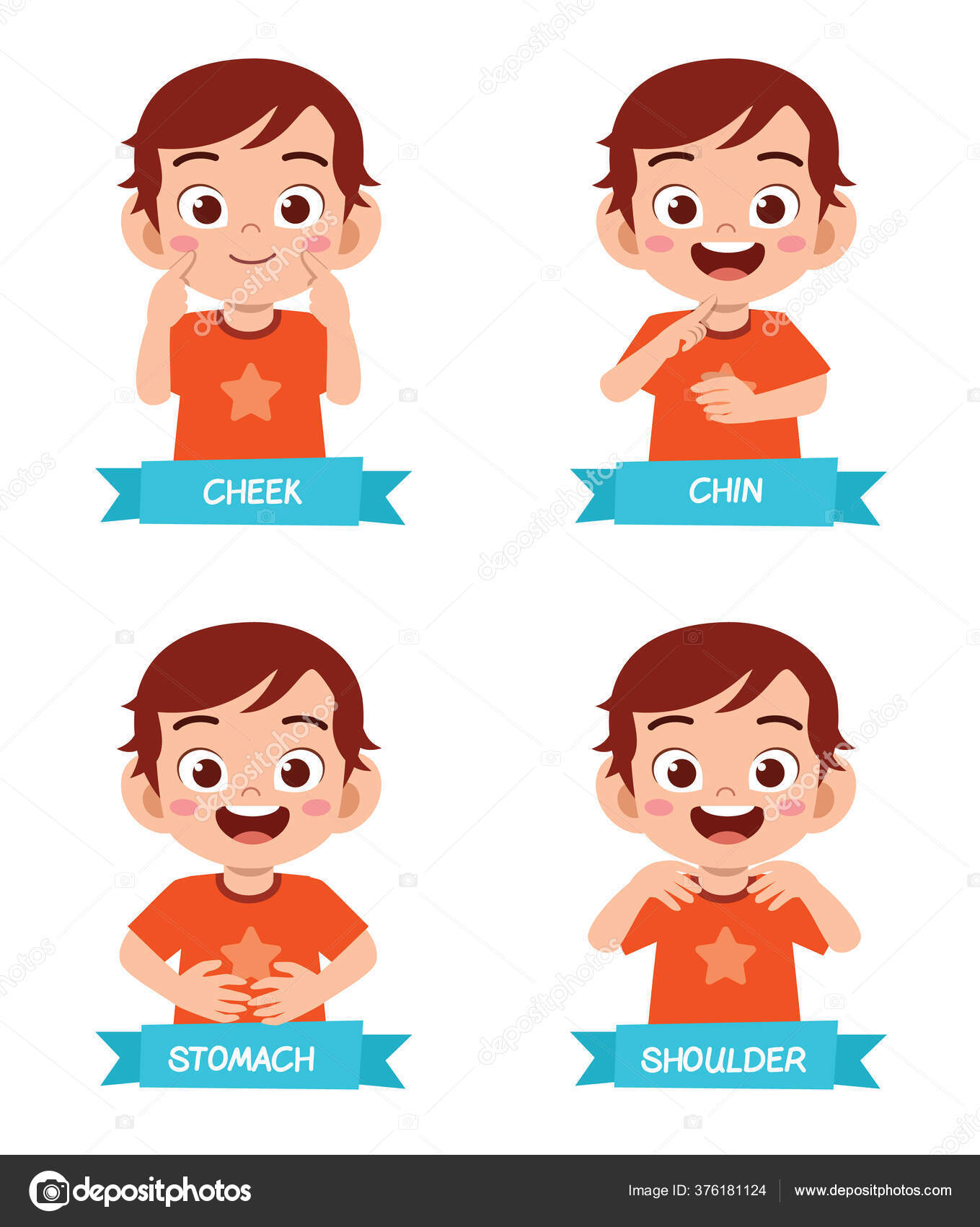 Happy Cute Kid Boy Body Part Anatomy Stock Vector Image by ...