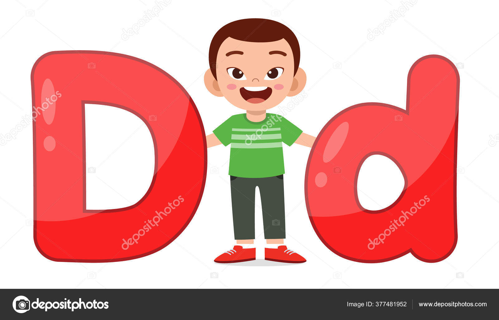 Happy Cute Little Kid Study Alphabet Character Stock Vector Image by ...