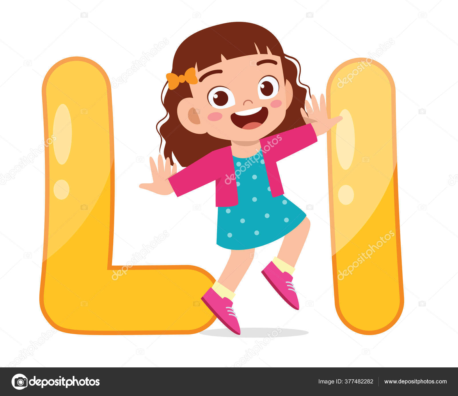 Happy Cute Little Kid Study Alphabet Character Stock Vector by ...