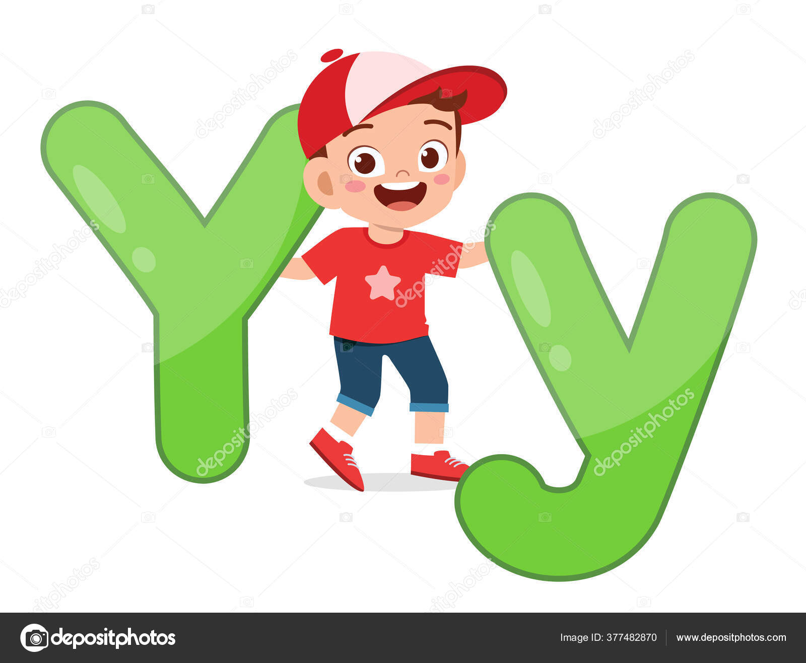 Image vectorielle Heureux Mignon Petit Enfant Étude Alphabet Caractère ...
