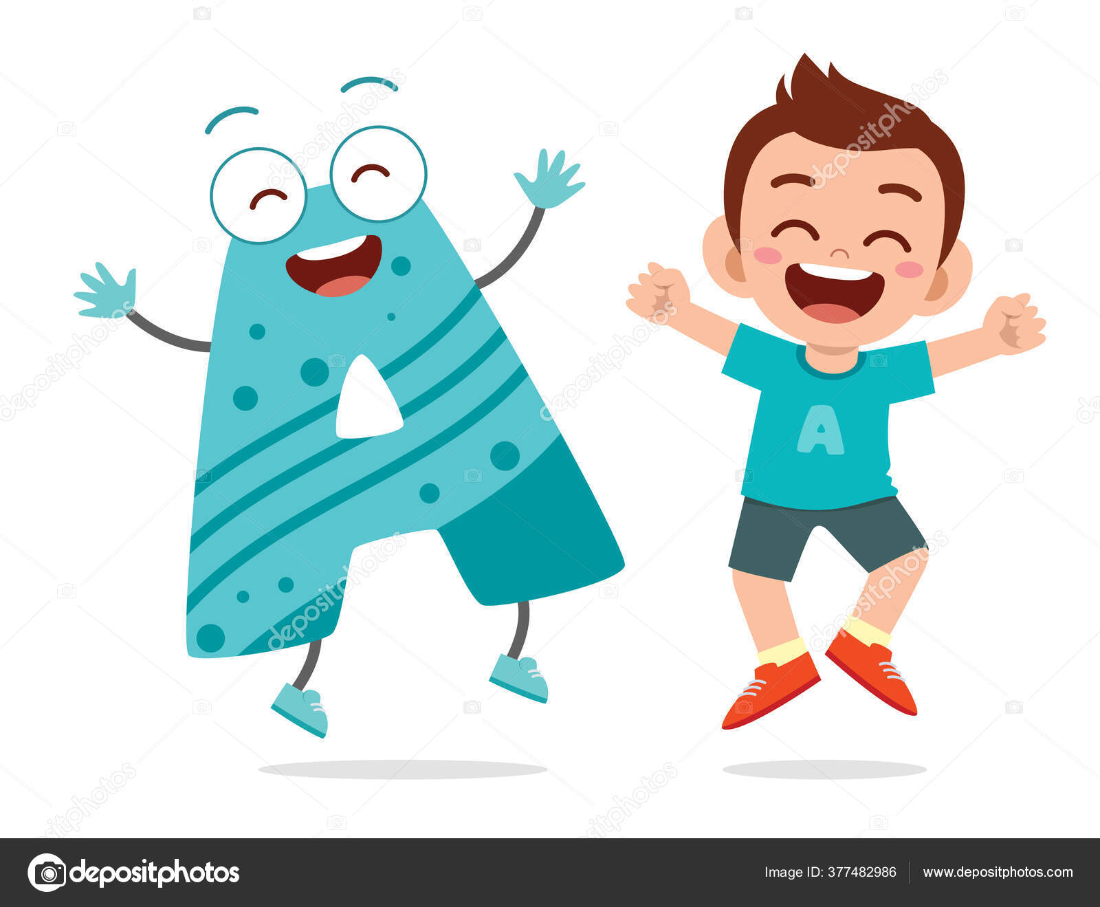 Image vectorielle Heureux Mignon Petit Enfant Étude Alphabet Caractère ...