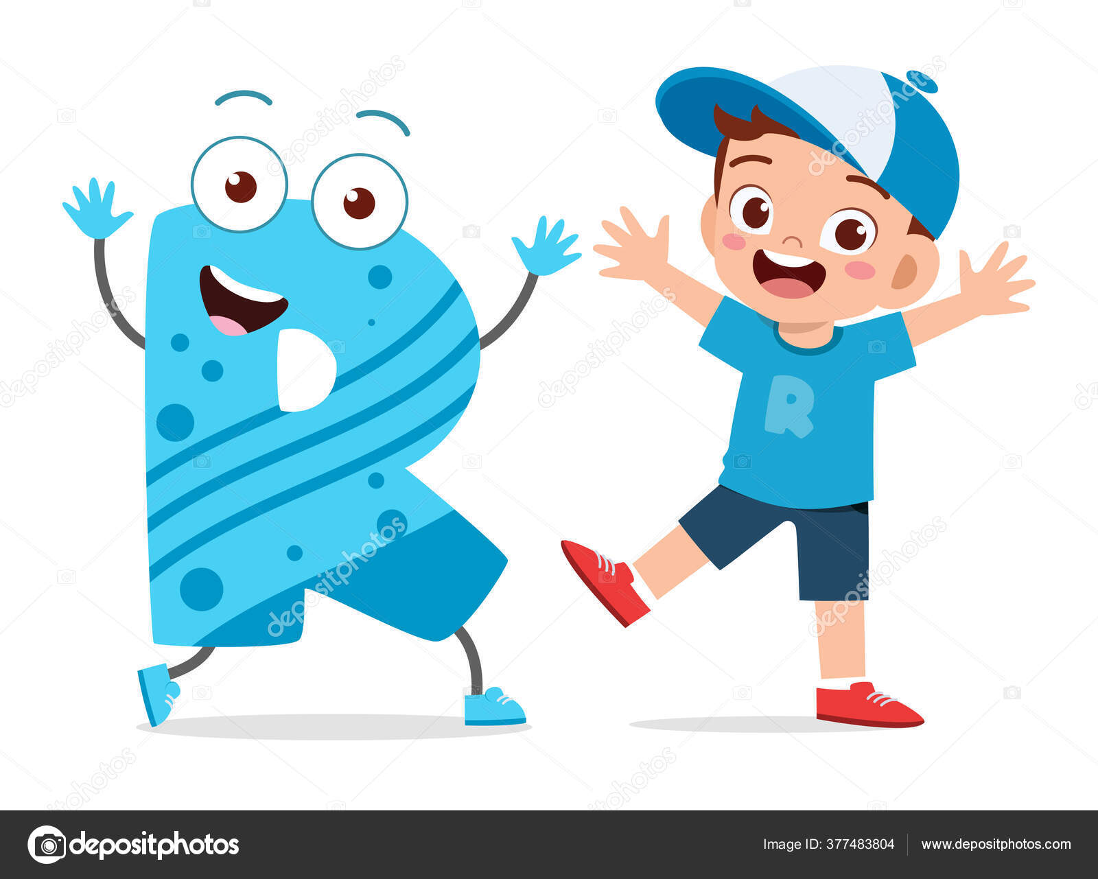 Happy Cute Little Kid Study Alphabet Character Stock Vector by ...