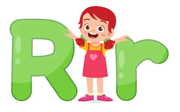 Cute Little Kid Wear Costume Learn Alphabet Stock Illustration by ...