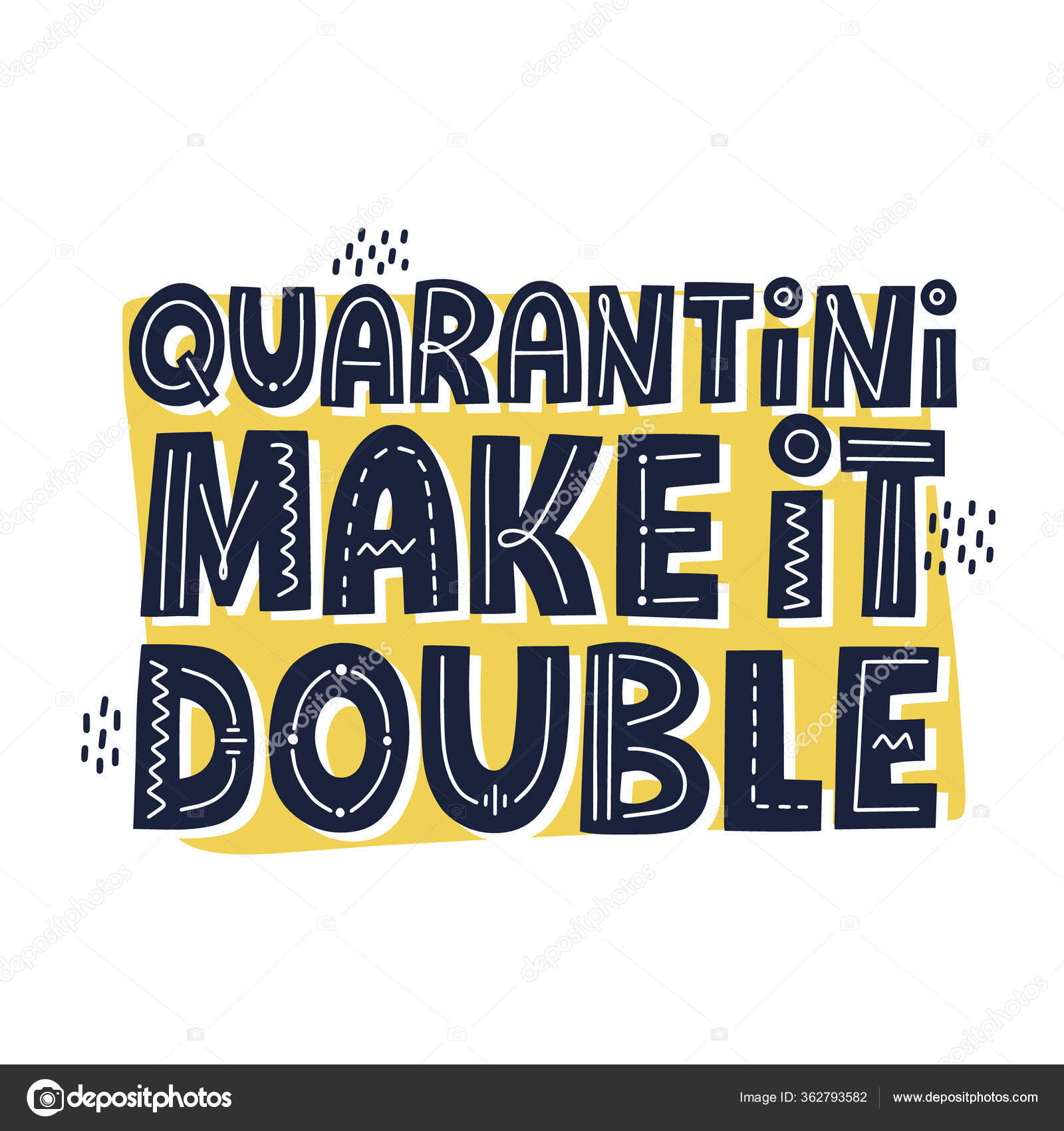 Quarantini Hace Doble Cita Hand Dibujado Letras Vectoriales Divertido ...